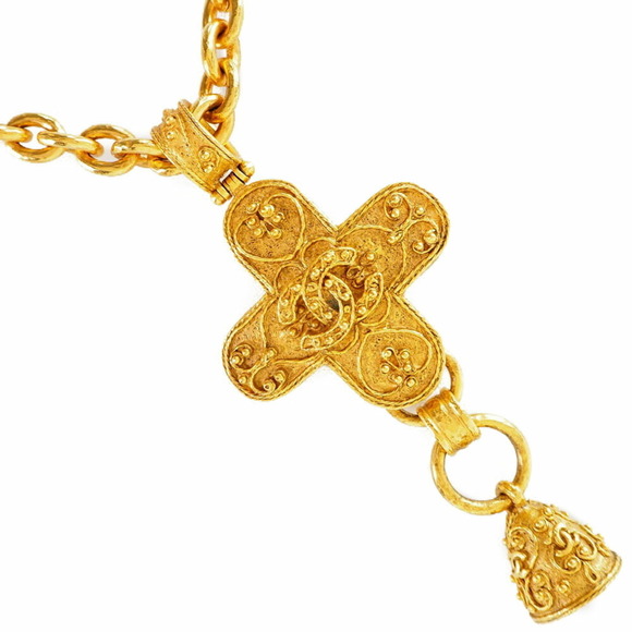 CHANEL | Jewelry | Chanel Cocomark Cross Bell Vintage Gold Plated 94a ...
